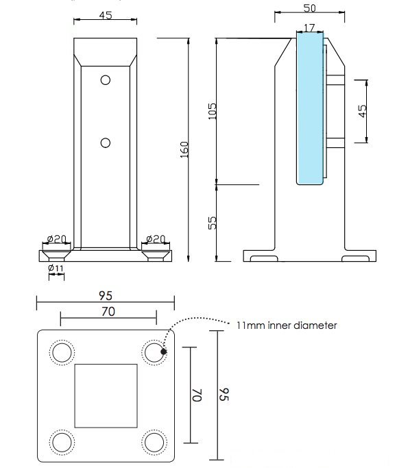 Madrid Base Plate Spigot SQ 2205 Black