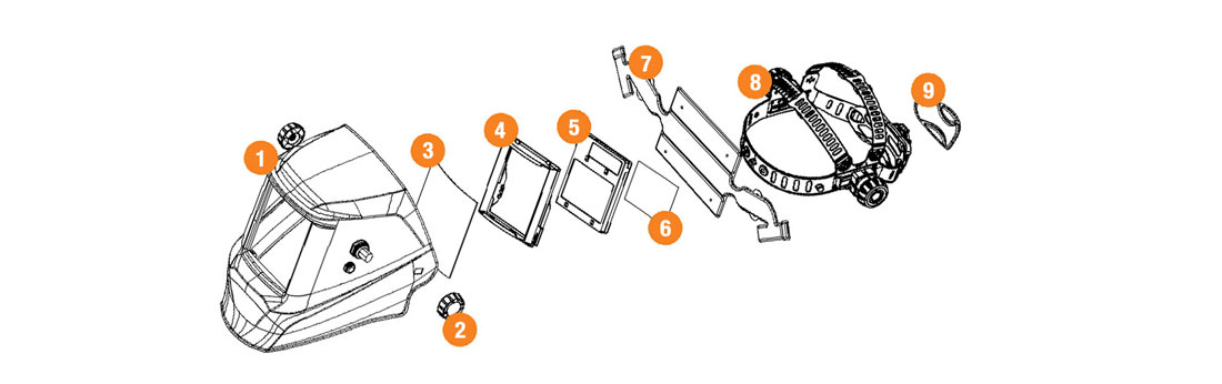 Unimig Core Series Welding Helmet Parts Breakdown