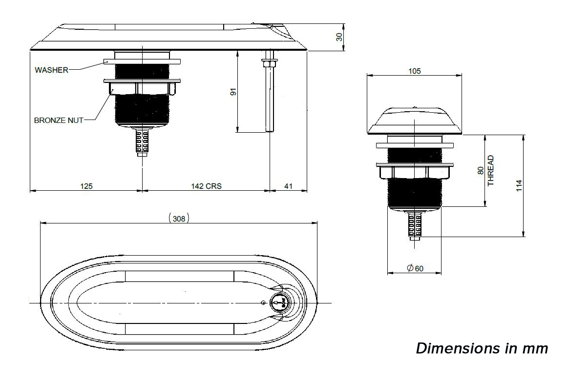Raymarine RV-200 Bronze All-In-One 0° Through Hull Transducer