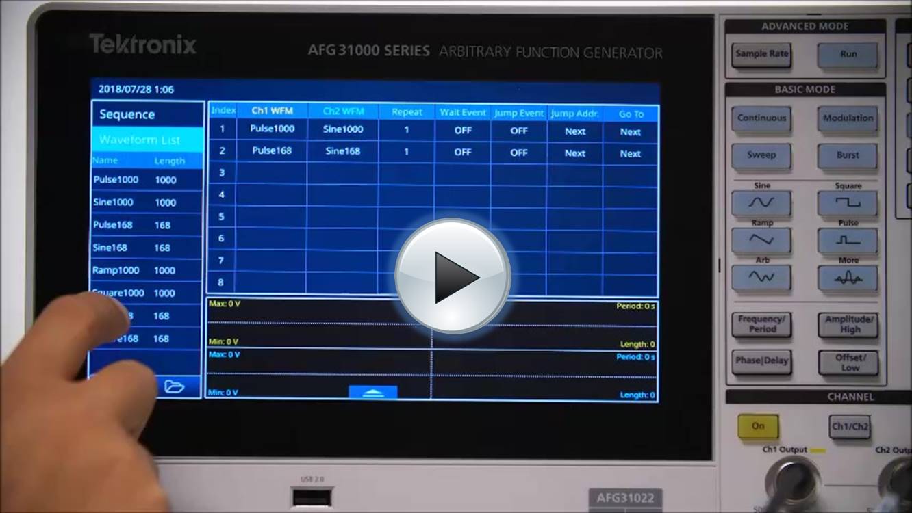 Vicom : Tektronix AFG31000 Arbitrary Function Generator